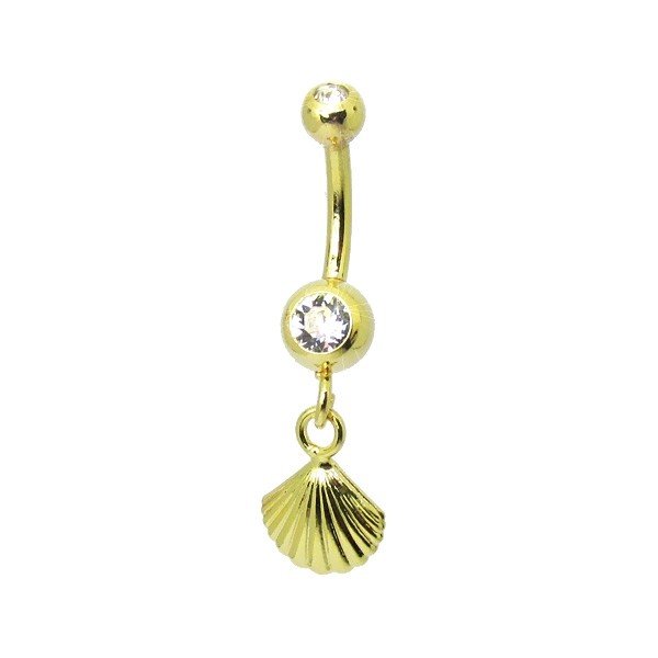 Piercing de Umbigo Dourado - Haste Menor - Sereísmo Concha -1PEQ58